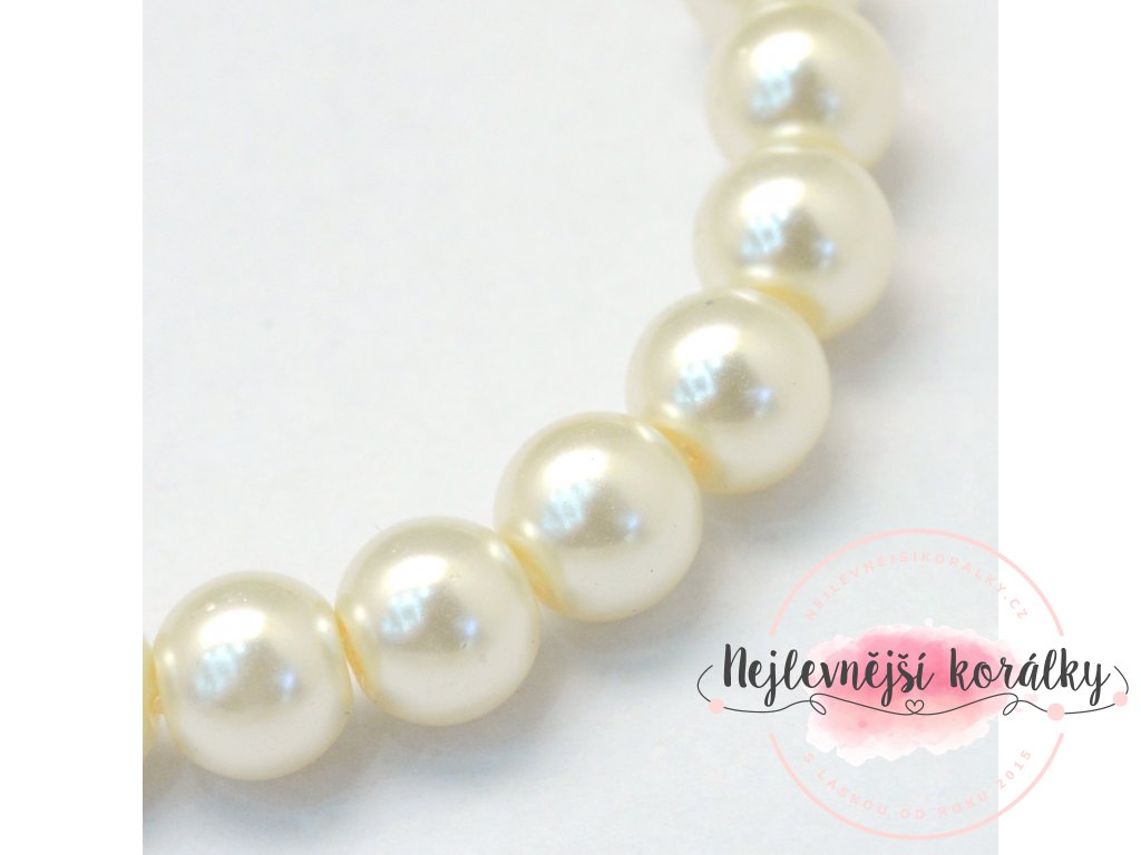 Voskované perly - krémové - Ø 8 mm - 10 ks - Nejlevnější korálky