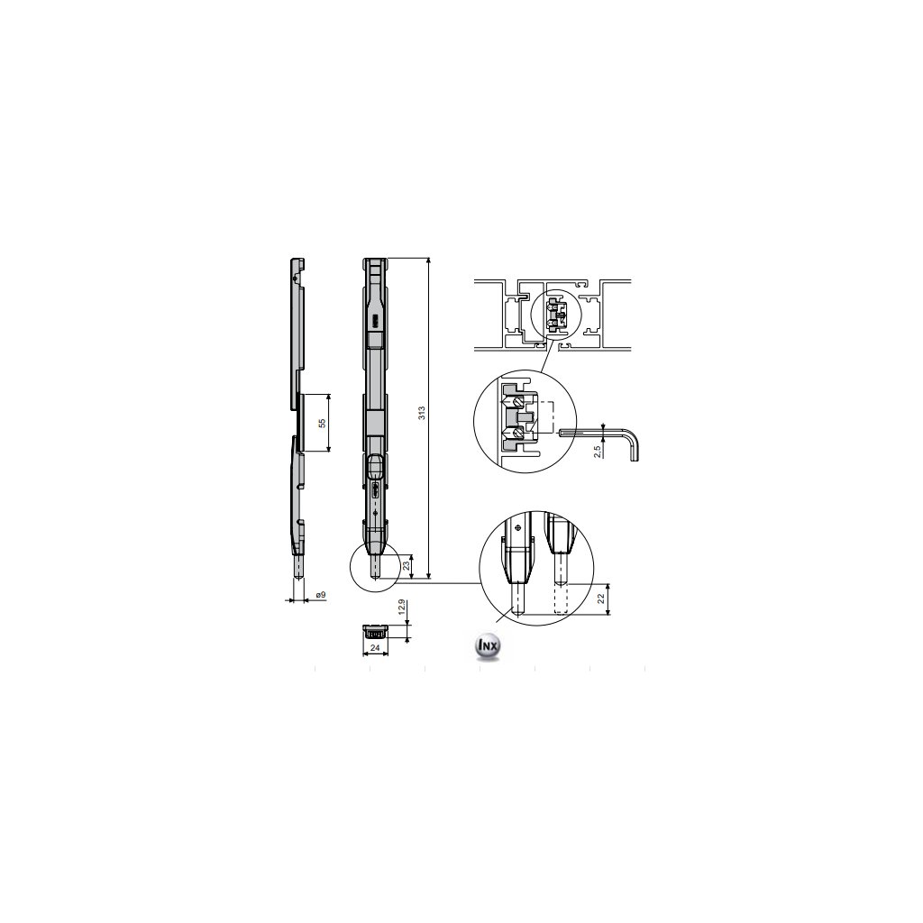 Fapim Velox 5410 černá - zástrč do profilu překlápěcí trojdílná ...