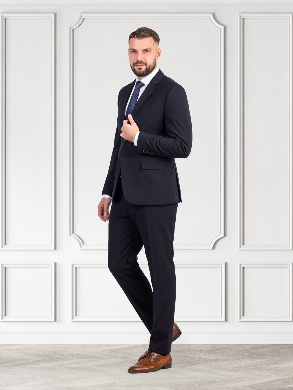 Pánský oblek s vestou MONZA - antracit - PÁNSKÁ MÓDA